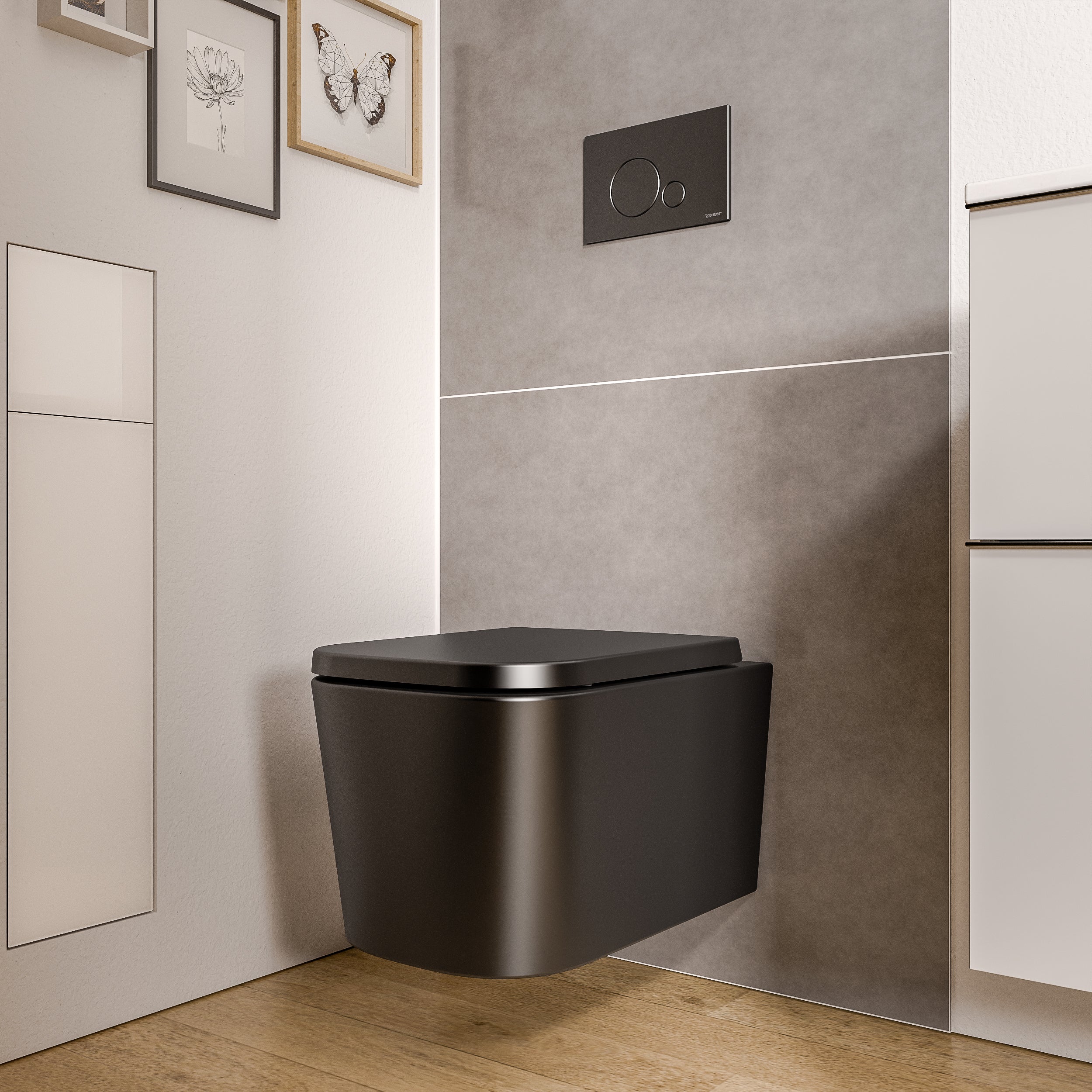 BERNSTEIN - Inodoro suspendido negro mate 36x52x36cm (LxPxH) sin borde ...