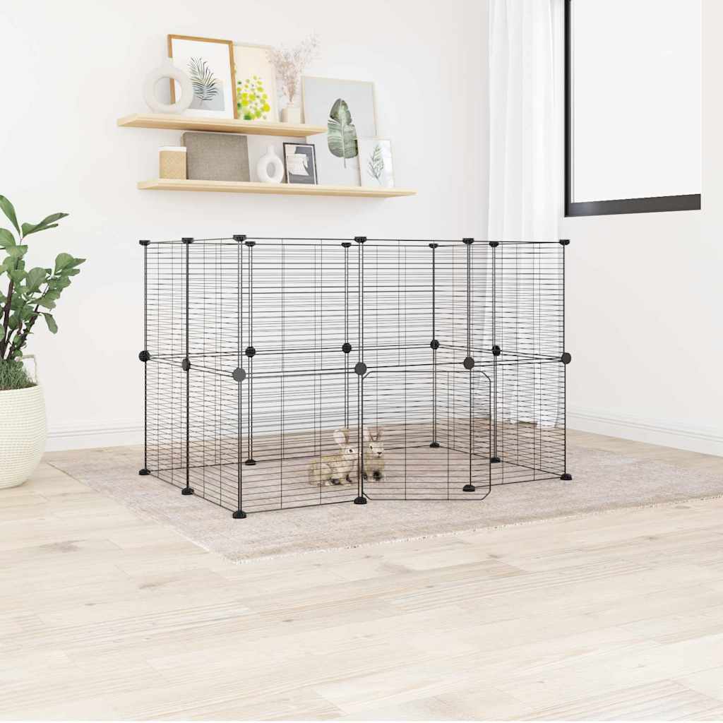 Cage animaux de compagnie à 20 panneaux et porte Noir 35x35 cm | Leroy ...