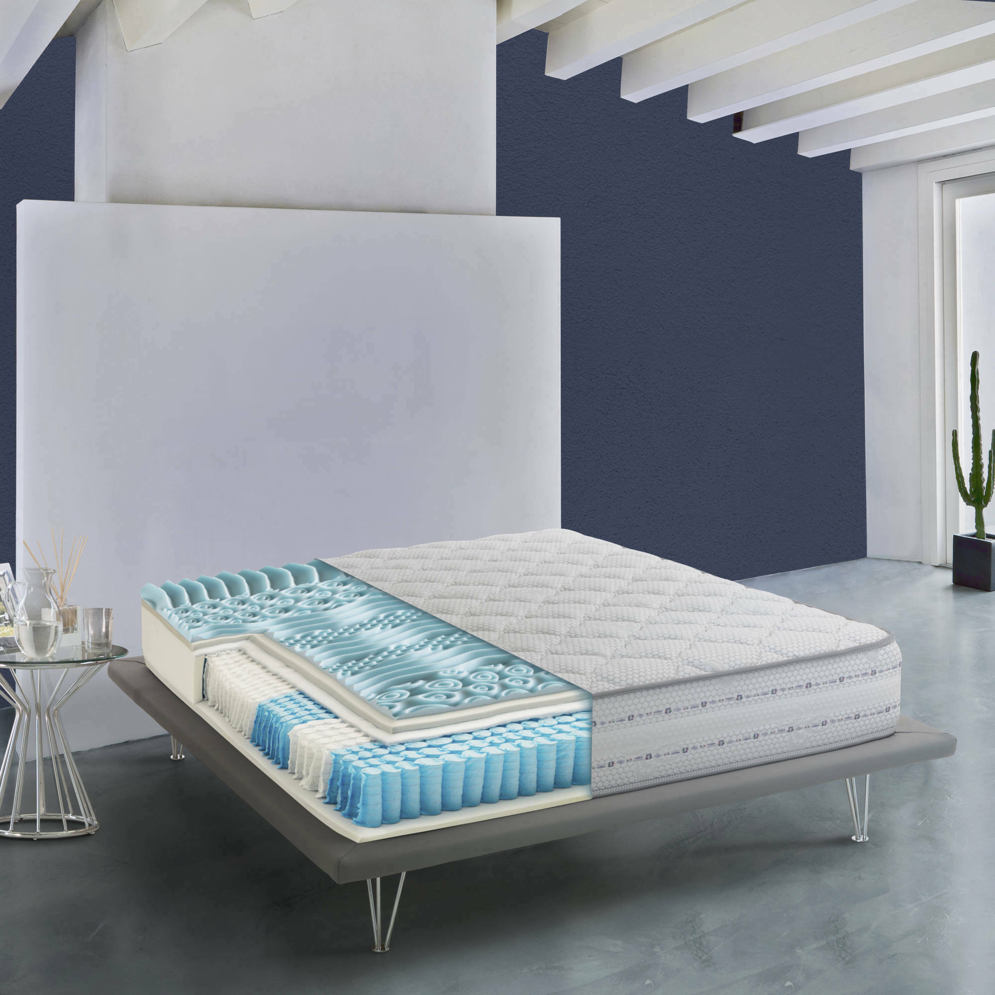 Matelas double Natalina, matelas à mémoire de forme et à ressorts ...