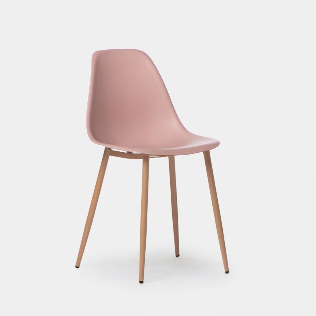 Sedia da pranzo in polipropilene rosa con gambe naturali Nina | Leroy ...