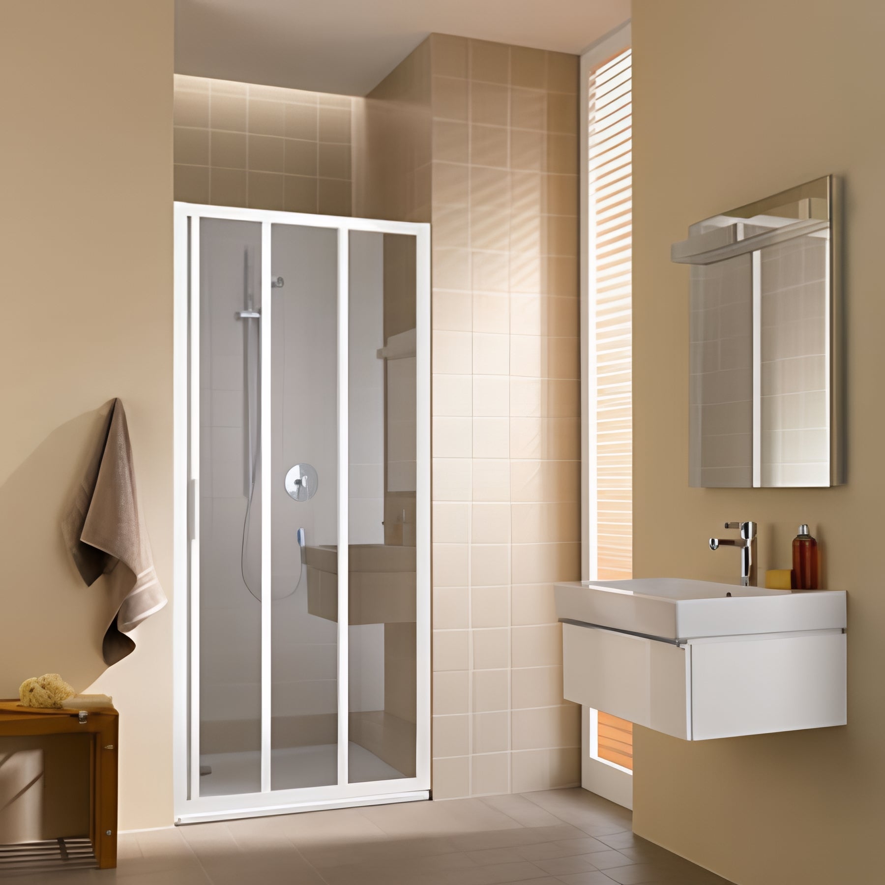 Paroi de douche coulissante largeur 80cm hauteur 200 cm blanc verre ...