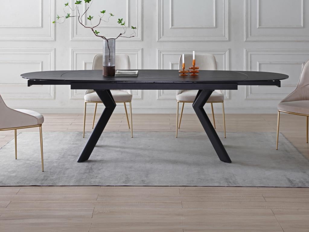 Mesa extensible de comedor para 6 a 10 comensales en vidrio templado y ...