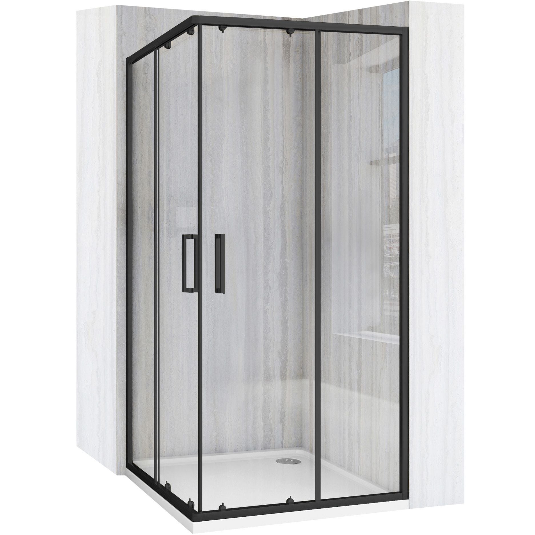 CABINE DE DOUCHE REA CITY 90X90 BLACK + RECEVEUR DE DOUCHE SAVOY WHITE ...