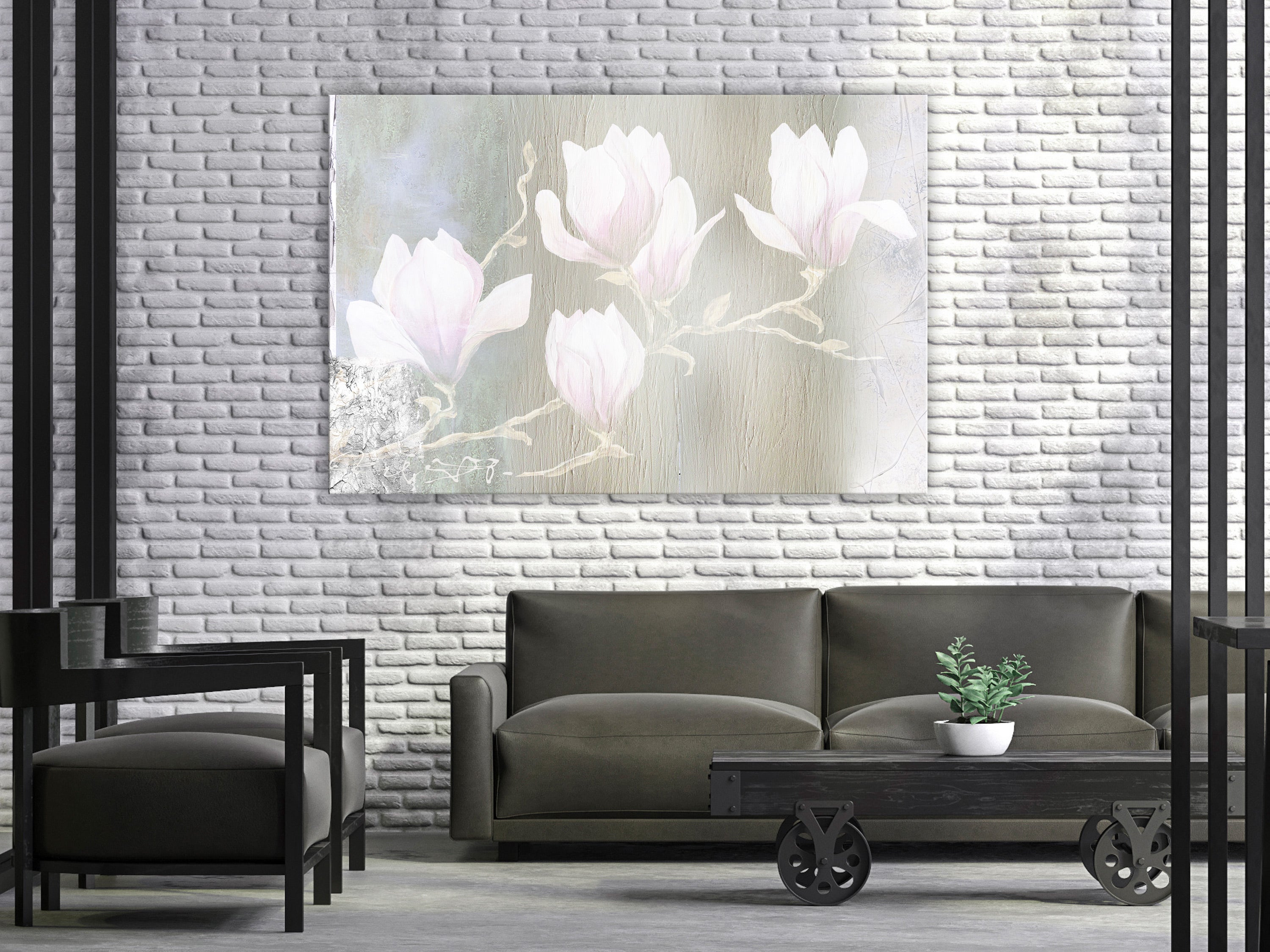 Tableau - White Magnolias (1 Part) Wide [90x60] | Leroy Merlin