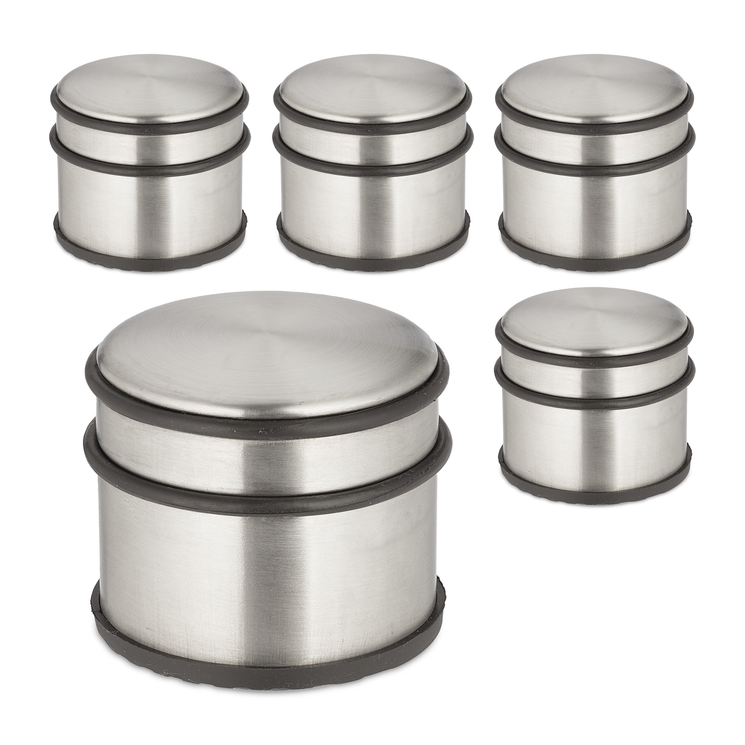 Relaxdays Butoir porte en lot 5, acier inoxydable, antidérapant, haut ...