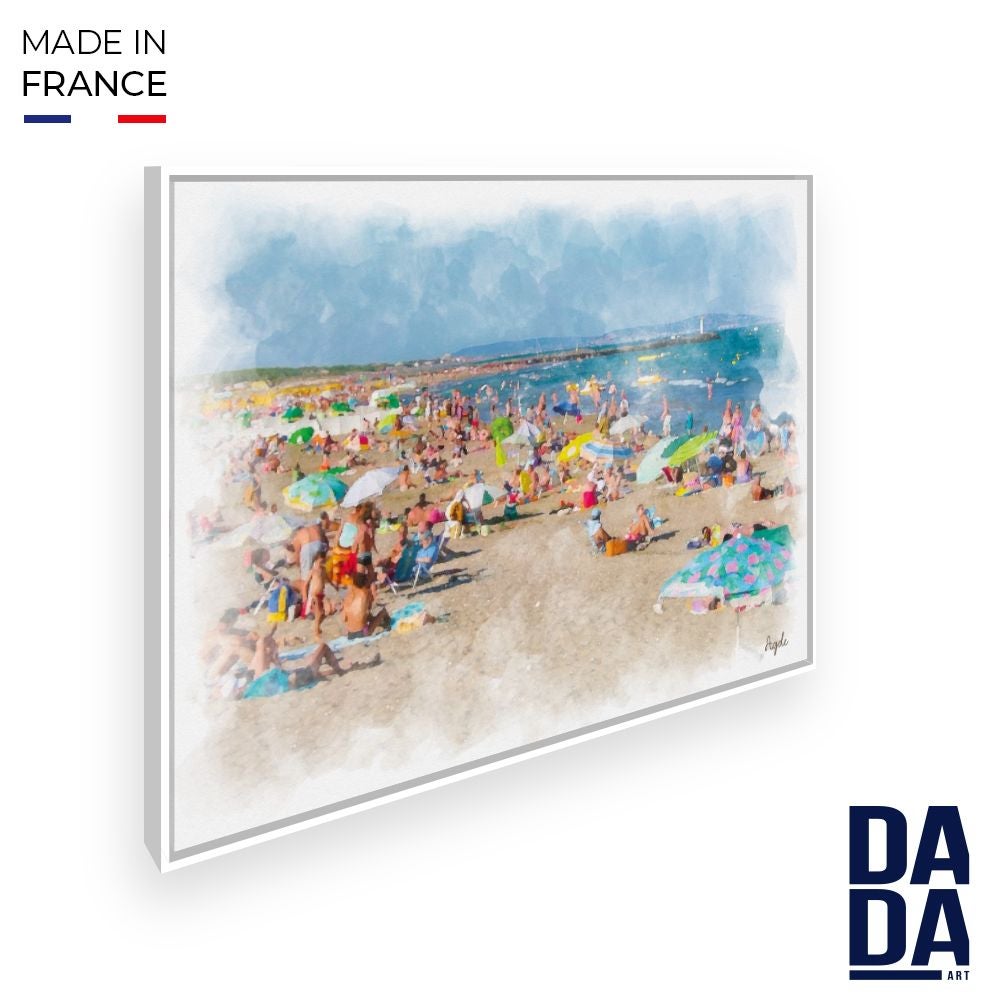Tableau Plage d'Agde / 45x60cm / Cadre Blanc / Fabriqué en France ...