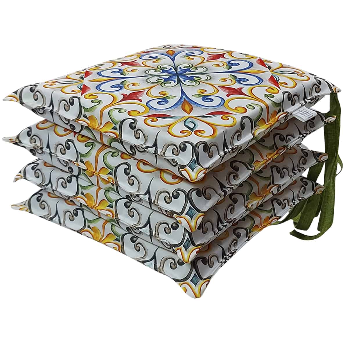 Lot de 4 coussins de chaise déhoussables en impression numérique double ...