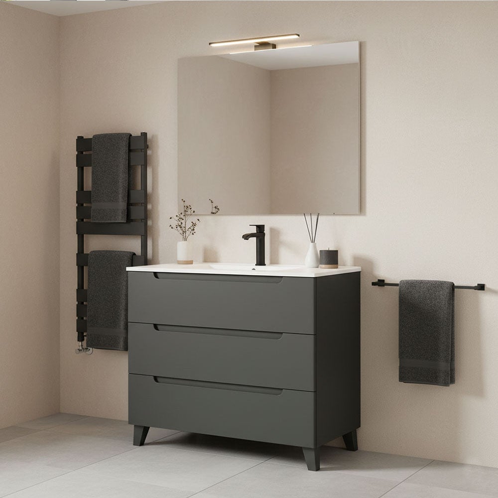Kibath Mueble de baño con Lavabo, Espejo y Aplique LED, mod. VICTORIA ...
