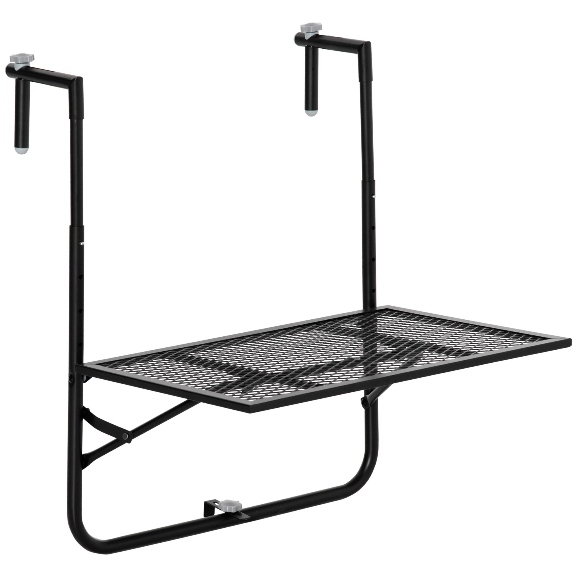 Table suspendue balcon pliante métal, hauteur réglable 4 niveaux ...