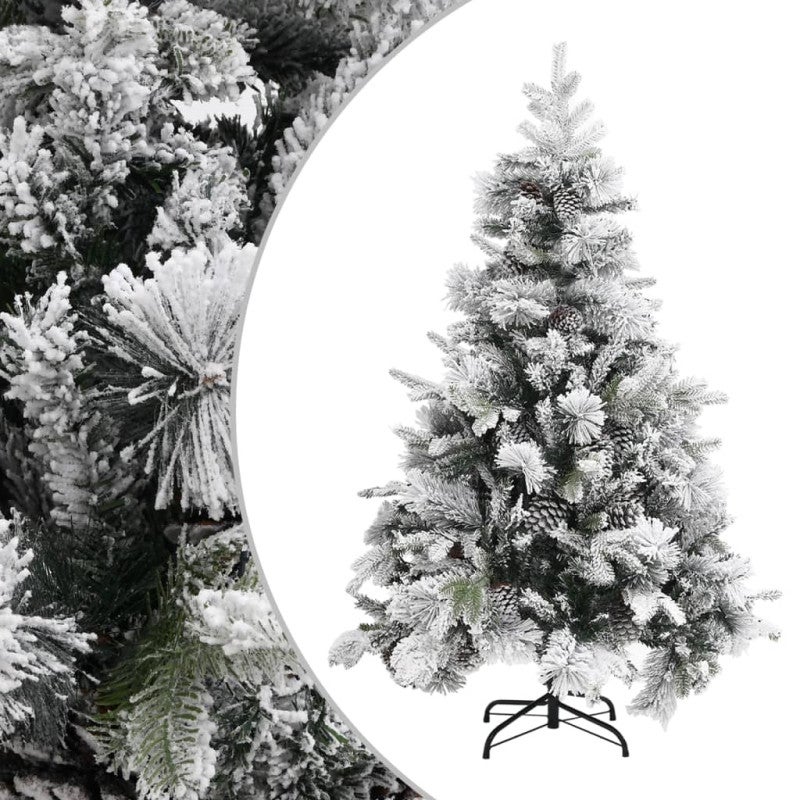 Albero di Natale con Neve Floccata e Pigne 150 cm in PVC e PE vidaXL ...