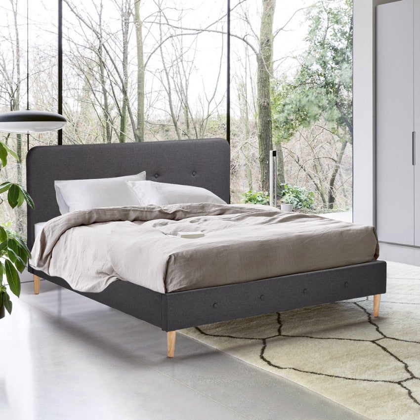 Cama doble matrimonial Tejido nórdico de madera con red 160x190 Friborg ...