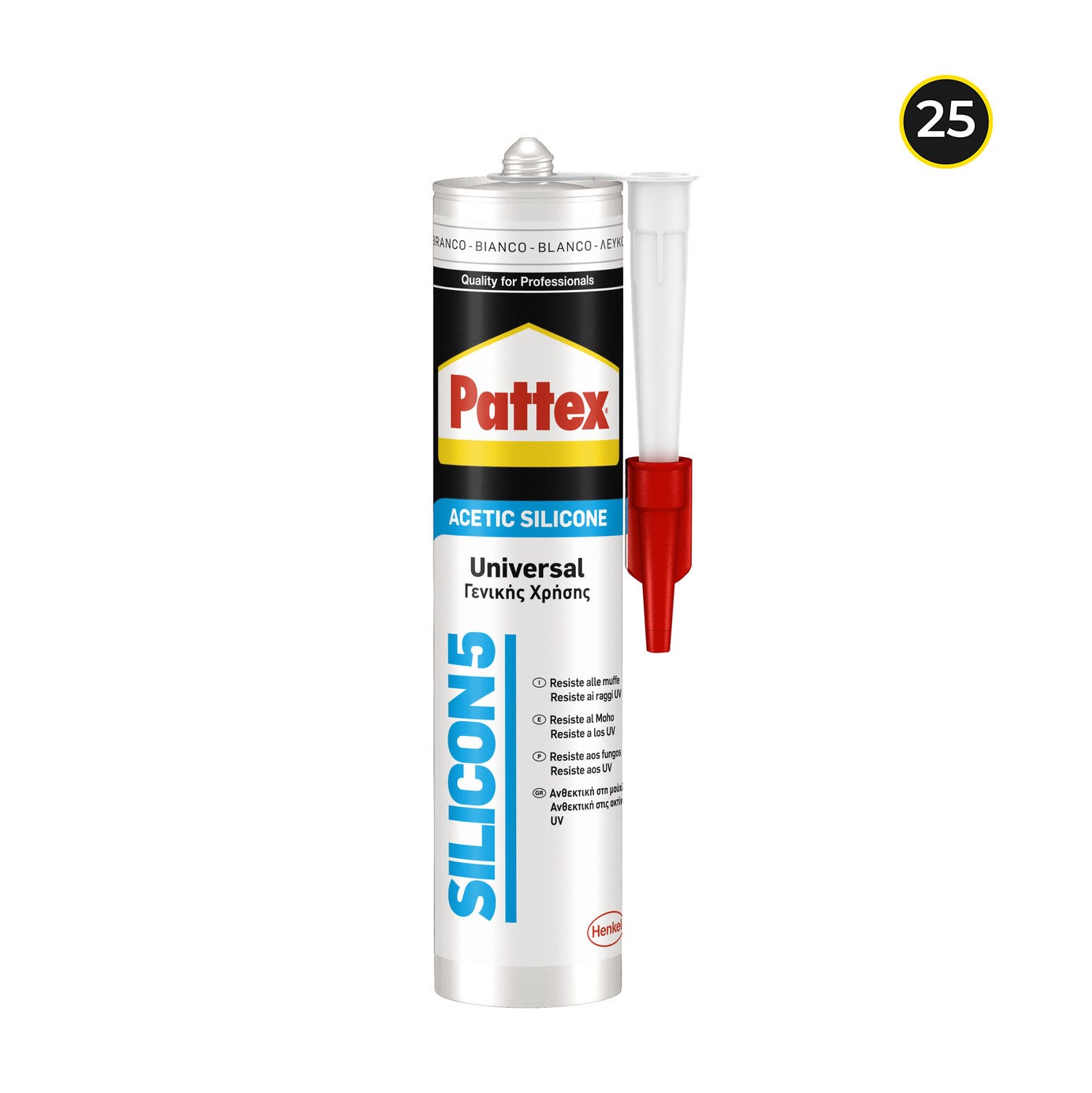 Juego 25 piezas PATTEX SILICON 5 BLANCO 280ml | Leroy Merlin