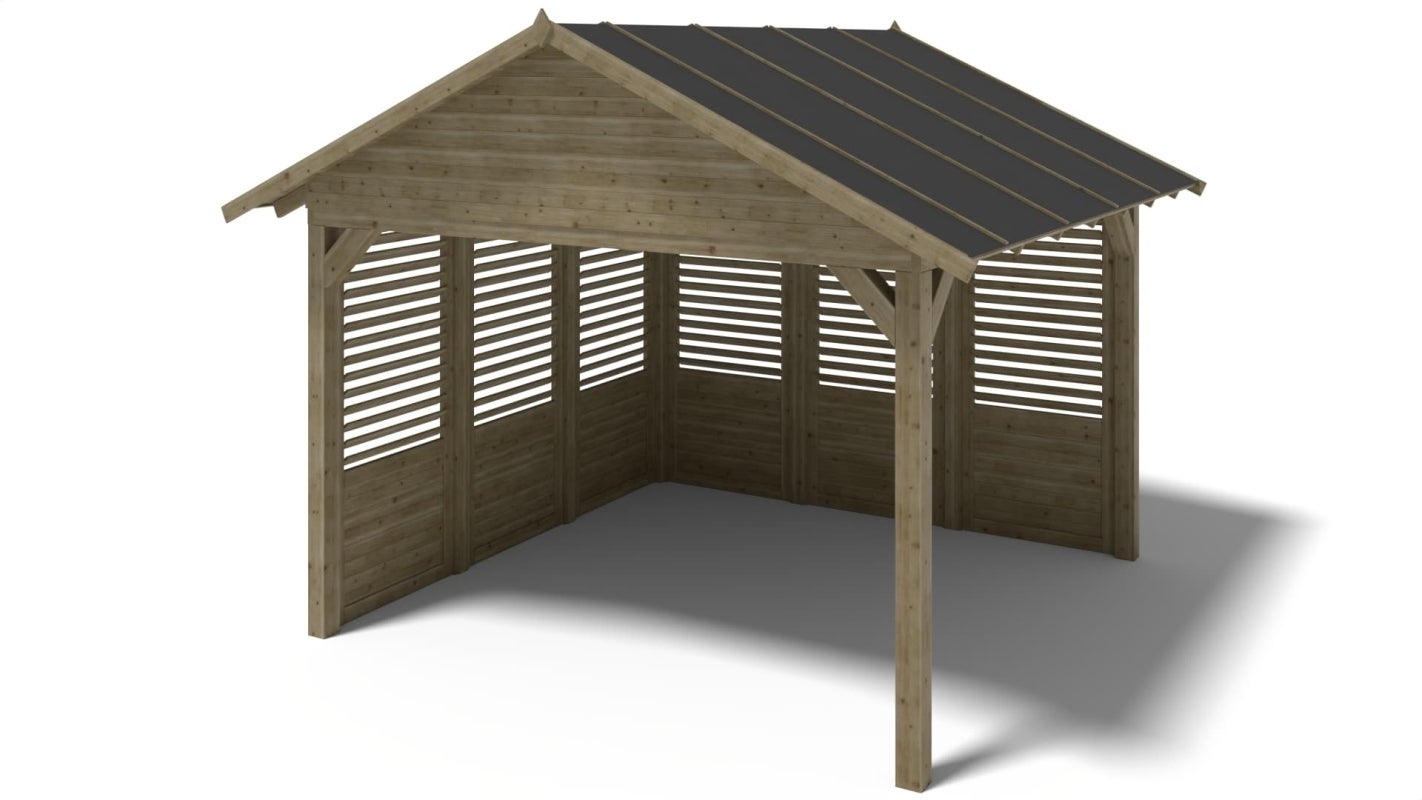 Pergola de jardin 4,04x4,04m avec panneaux - traité - ALT129 - ALTANKA ...