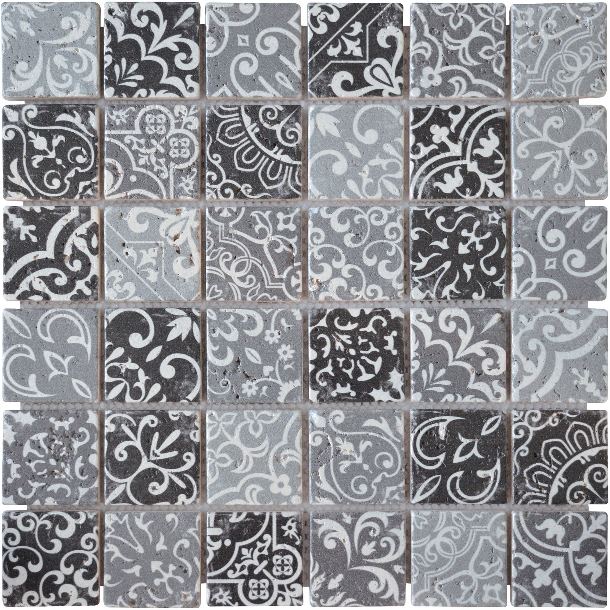 MOSAIQUE TRAVERTIN BAROQUE GRIS 1 PLAQUE 30,5 x 30,5 CM CASA LINEA ...