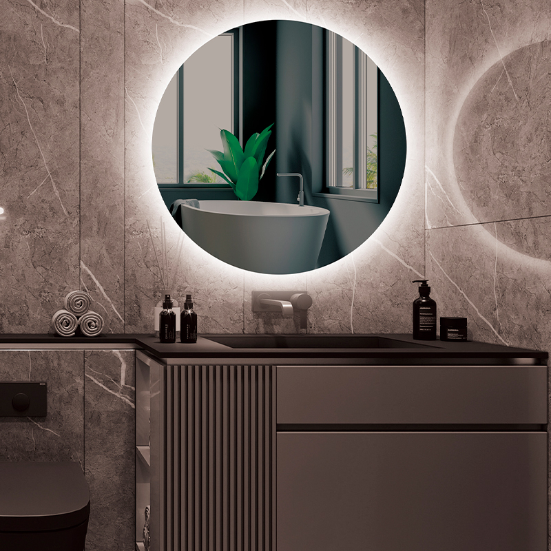 Miroir de salle de bain rond rétro-éclairé 70x70 cm | Miroir LED avec 3 ...