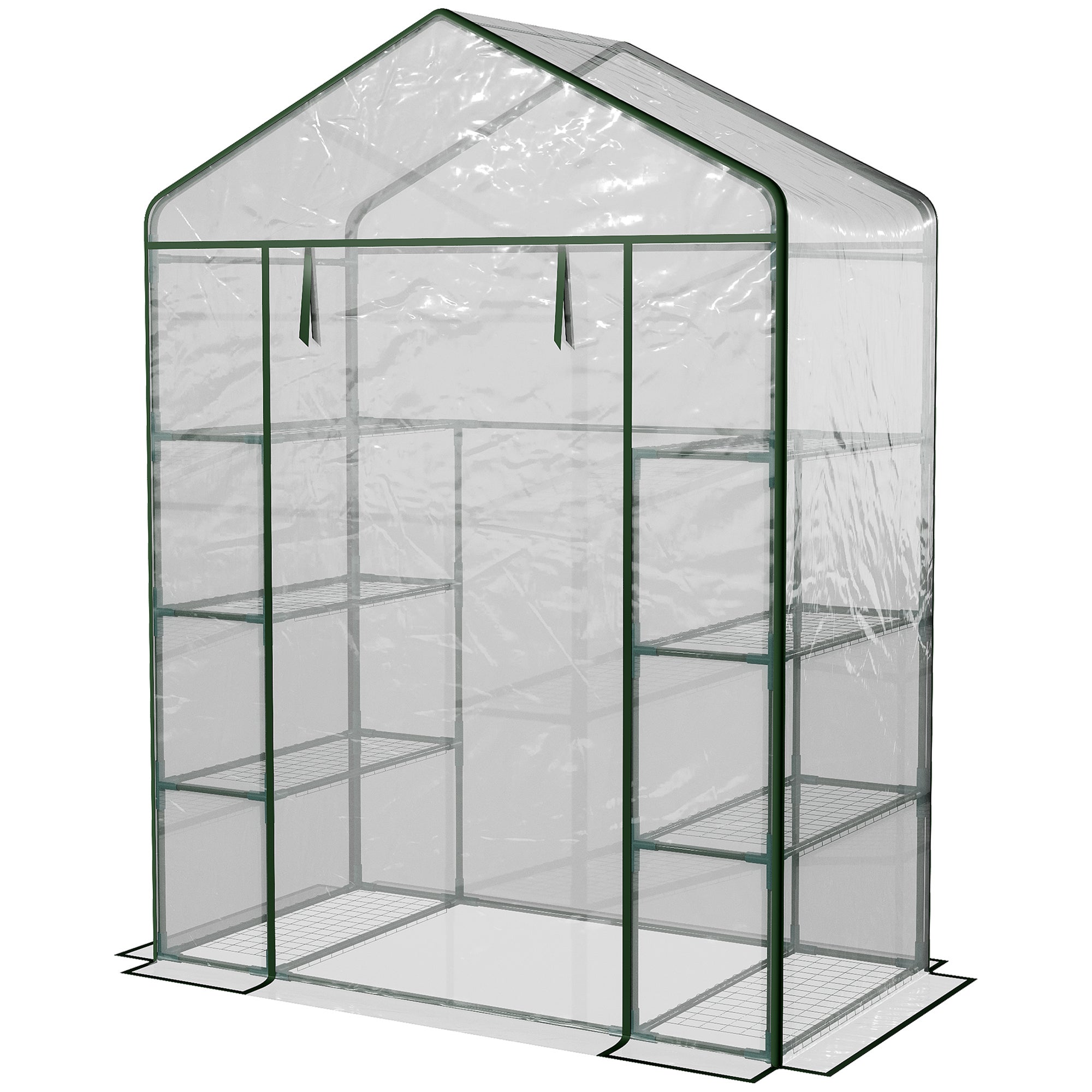 Serre de jardin 8 étagères bâche transparente PVC porte enroulable 143 ...