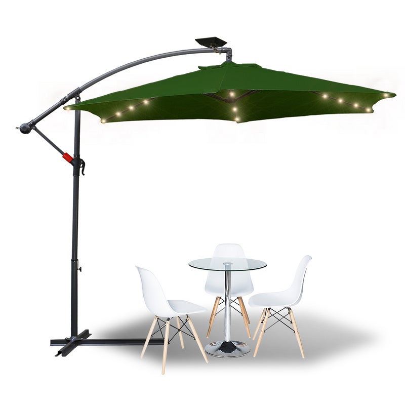 3.5m Parasol UV40+ Camping Pendule Parasol Gazebo LED Solaire Jardin ...