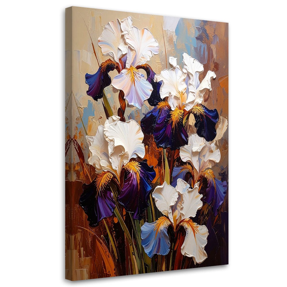 Tableau pour salon chambre Iris Fleurs imitation peinture à l'huile ...