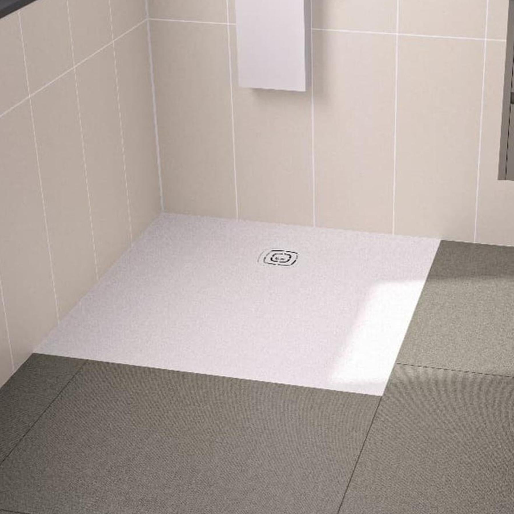 Plato de ducha espesor de textura de granito blanco Kineone 80x80 con ...
