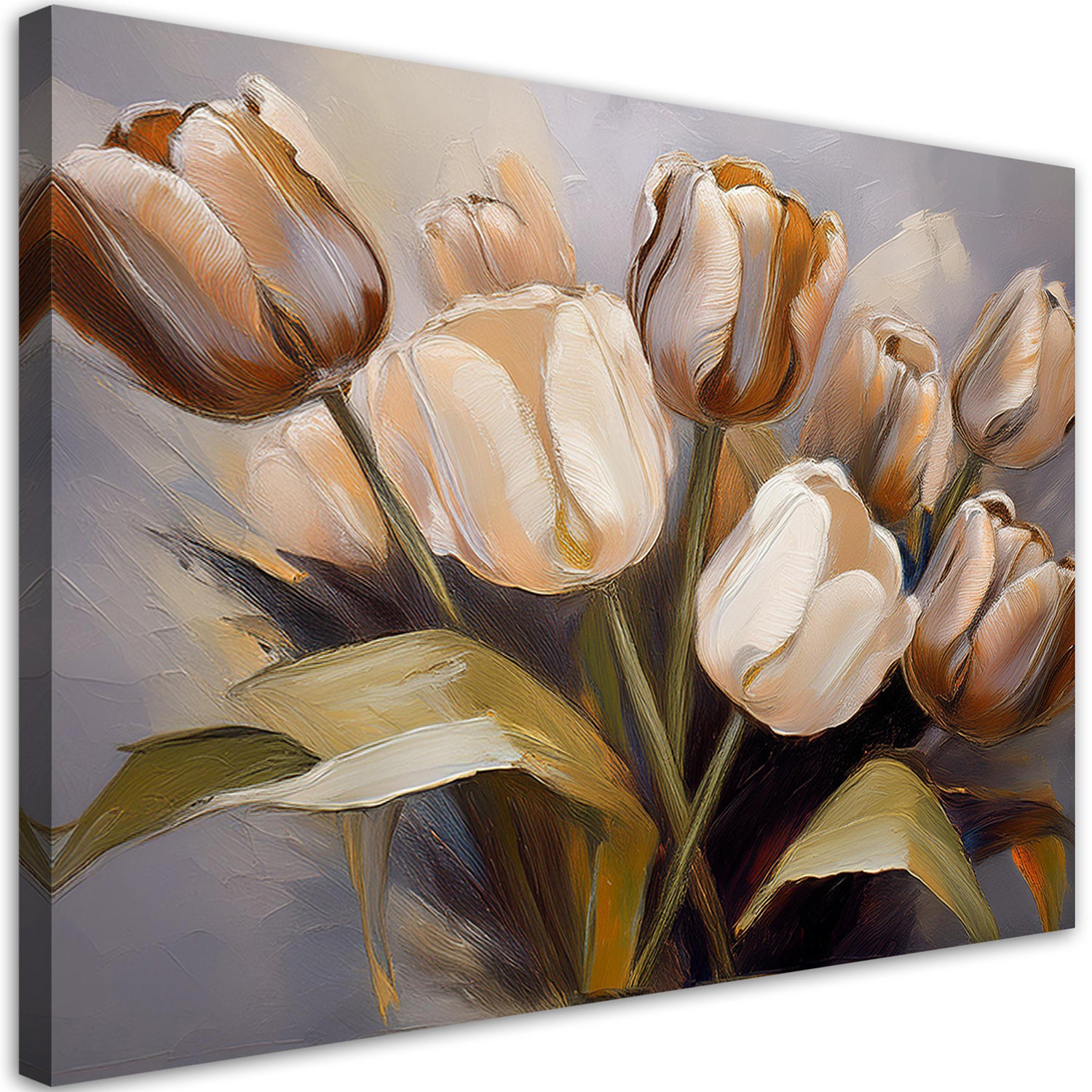 Cadre déco, Bouquet de tulipes beige 100x70 | Leroy Merlin