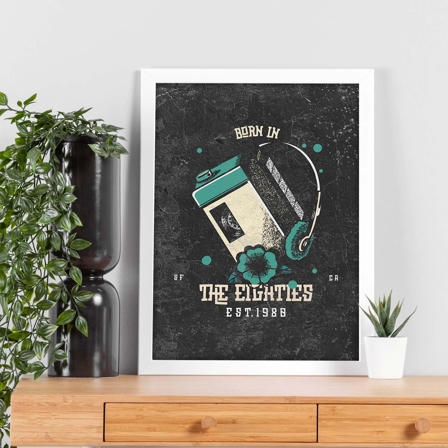 Lamina Los 80s. Pósteres Con Modernos Disenos Estilo Tatuaje Sobre Fondo Oscuro. Sin Marco - A4 ...