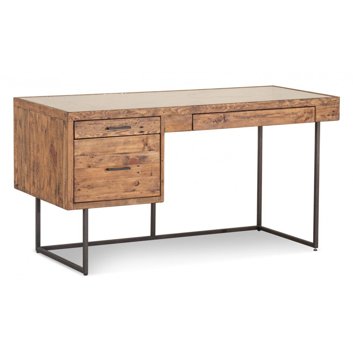 Bureau 3 Tiroirs Bois Métal Marron 150x60x76cm - Bois-Métal | Leroy Merlin