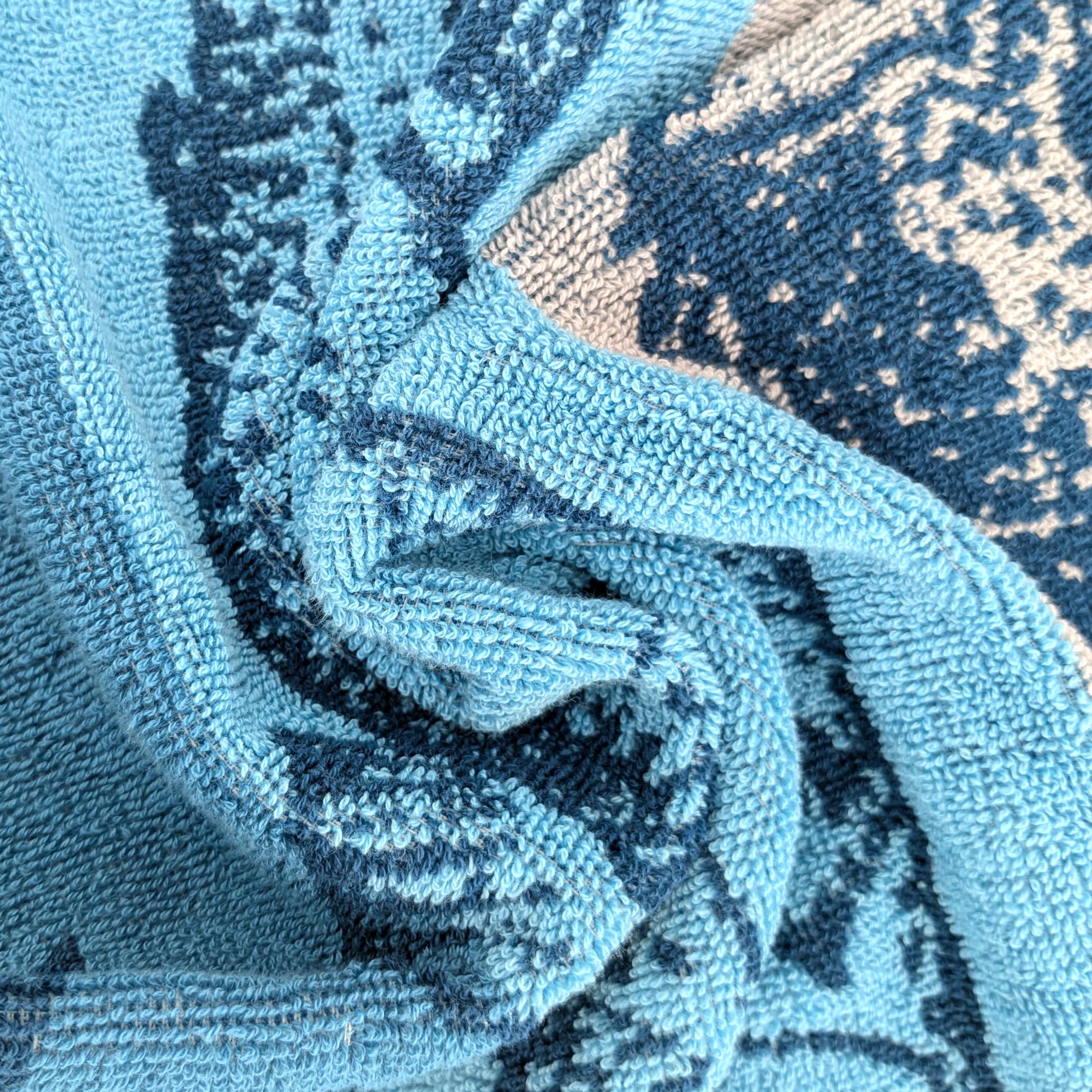 Lot de 2 torchons de cuisine 50x50 cm coton ATLANTIC motif poisson bleu ...