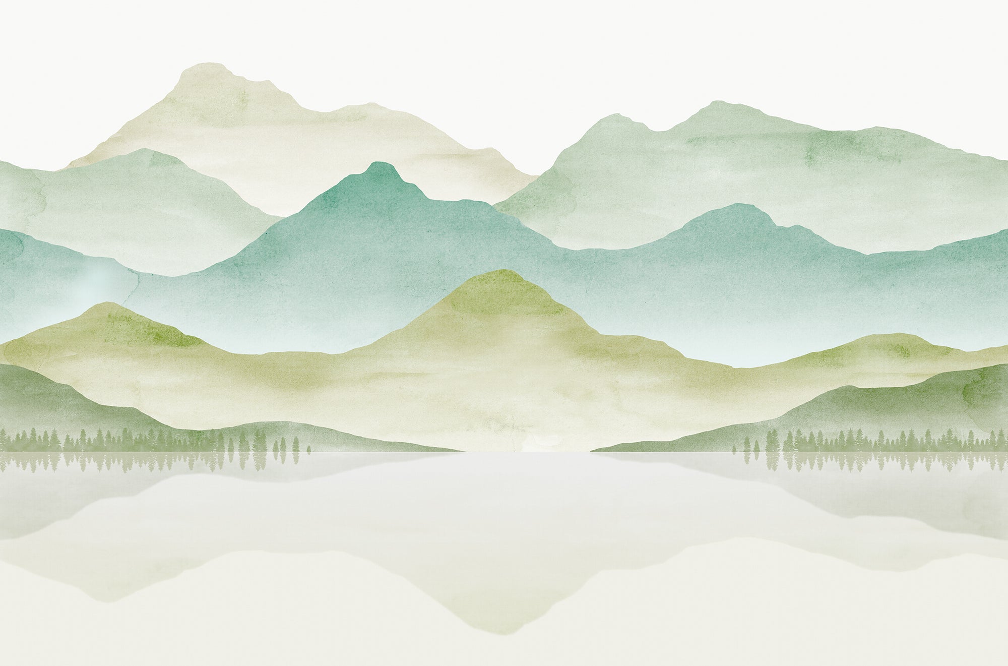 Fotomural vista al lago verde - 424 x 280 cm - Sanders & Sanders ...