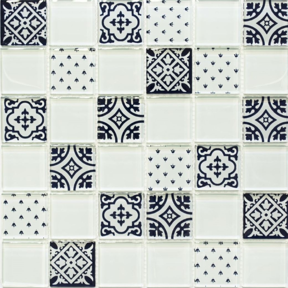 Mosaico de vidrio cuadrado con aspecto blanco translúcido y reverso ...