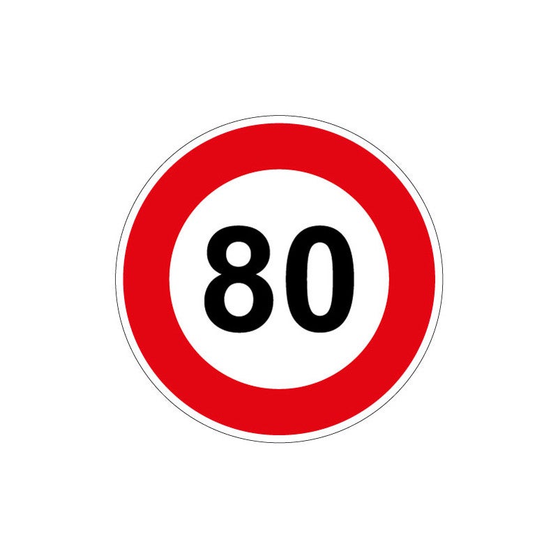 Panneau signalisation limitation de vitesse 80 km/h, Diamètre 350 mm (ø ...