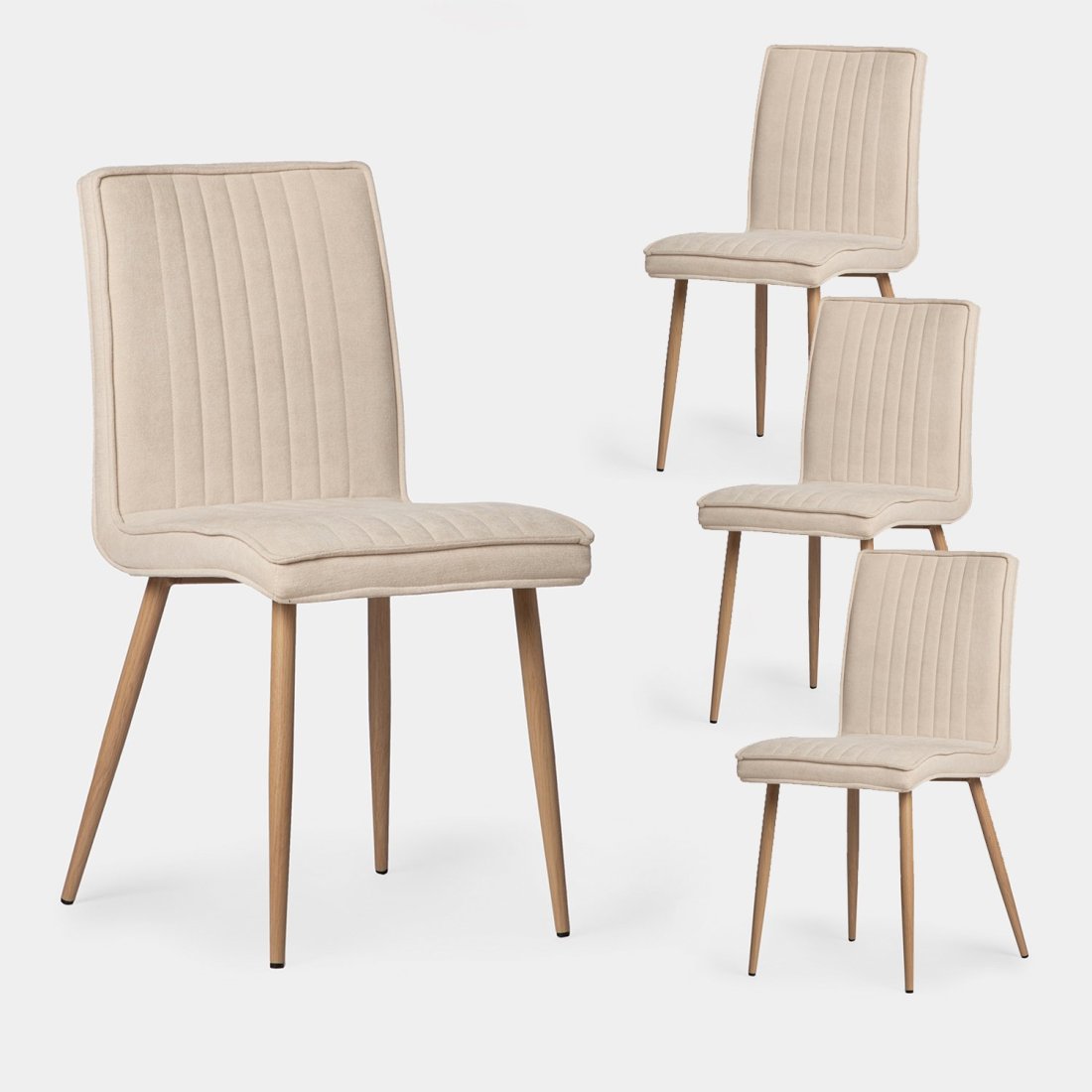 Pack 4 sillas tapizadas Beige 44 x 86 cm | Leroy Merlin