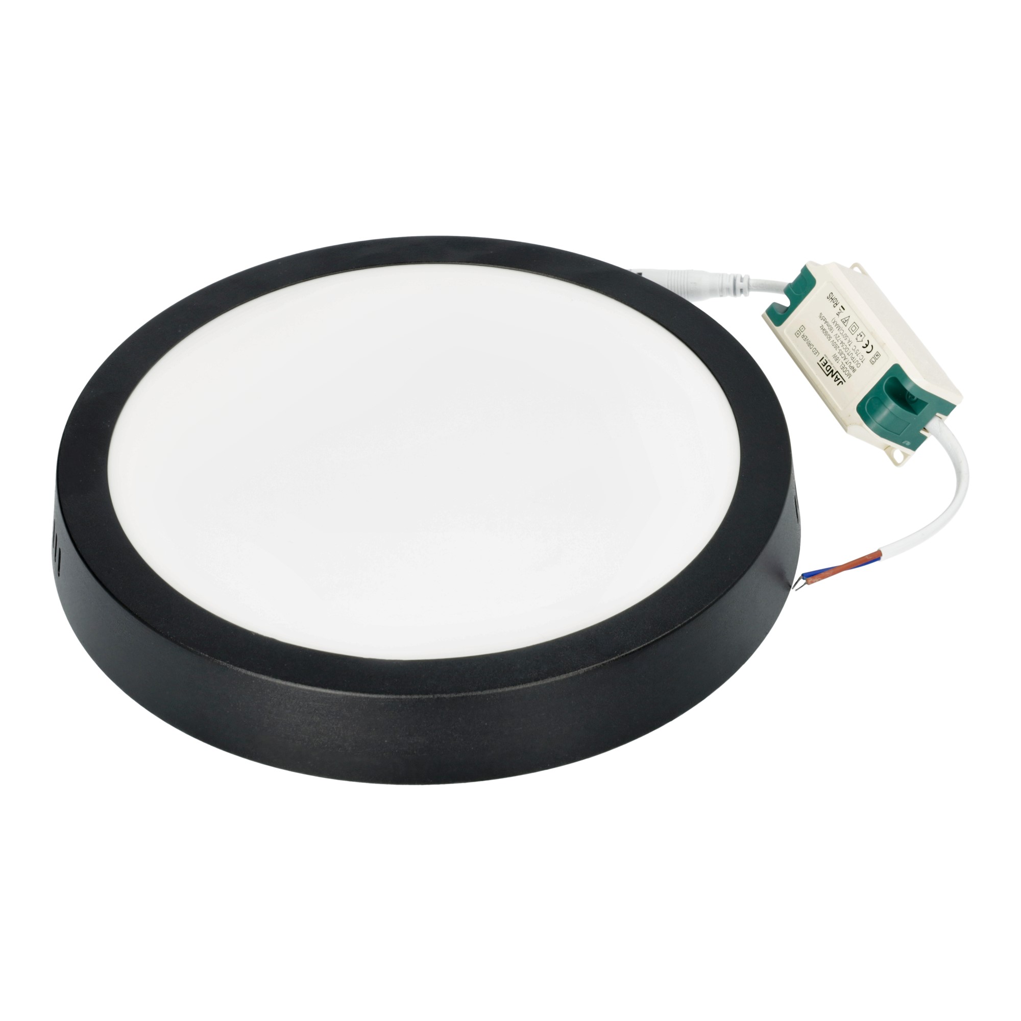 Downlight LED 18W Blanc Chaud 3000K Cadre Surface Ronde Noir | Leroy Merlin
