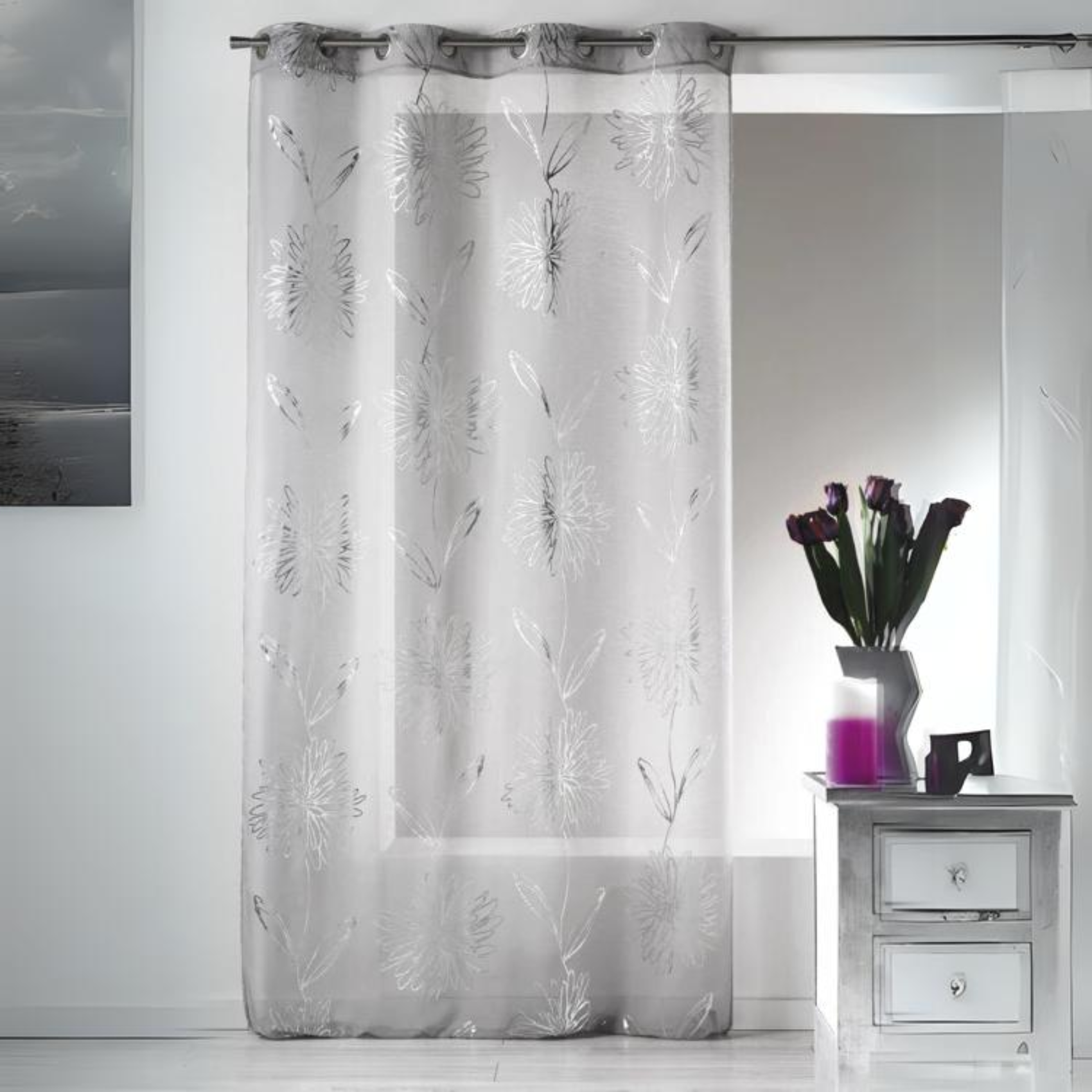 Visillo en Estameña Ligera Estampados metalizados | Leroy Merlin