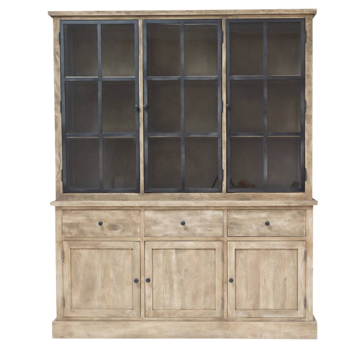 Vaisselier en bois de manguier brossée et métal noir Clotilde | Leroy ...