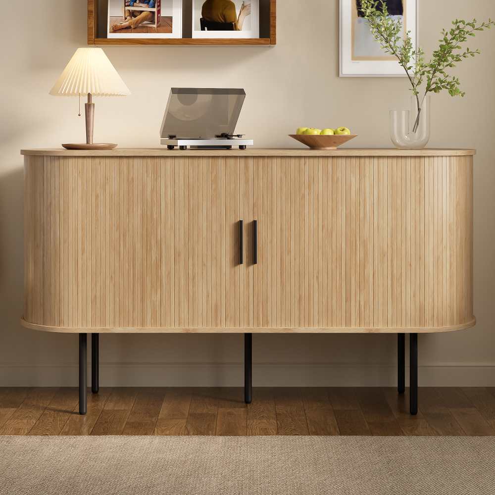 Aparador moderno de MDF color madera natural con puertas enrollables ...