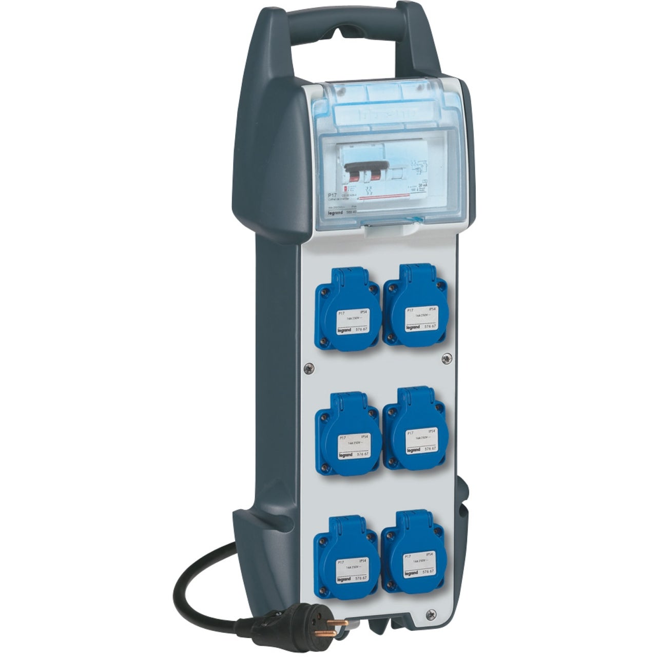 Coffret de chantier - 6 prises 2 p+t 16a - avec cordon - legrand 058940 | Leroy Merlin