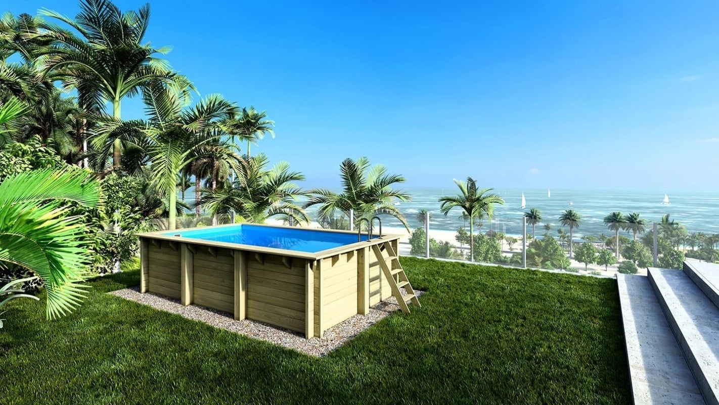 Piscina de madera 5x3 - H.1,25 m - con filtración - BAS786OSPI ...