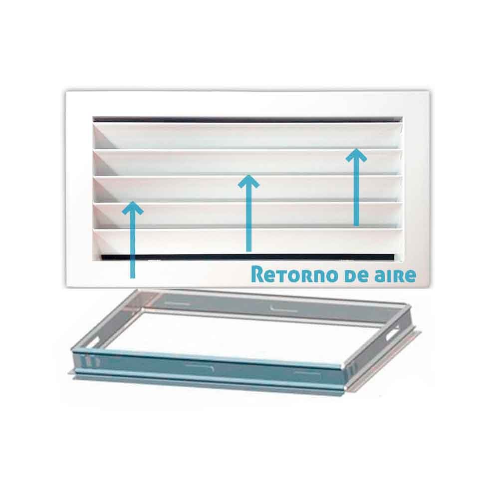 Rejilla de Ventilación Retorno Blanco + Marco Montaje 200x100mm | Para ...