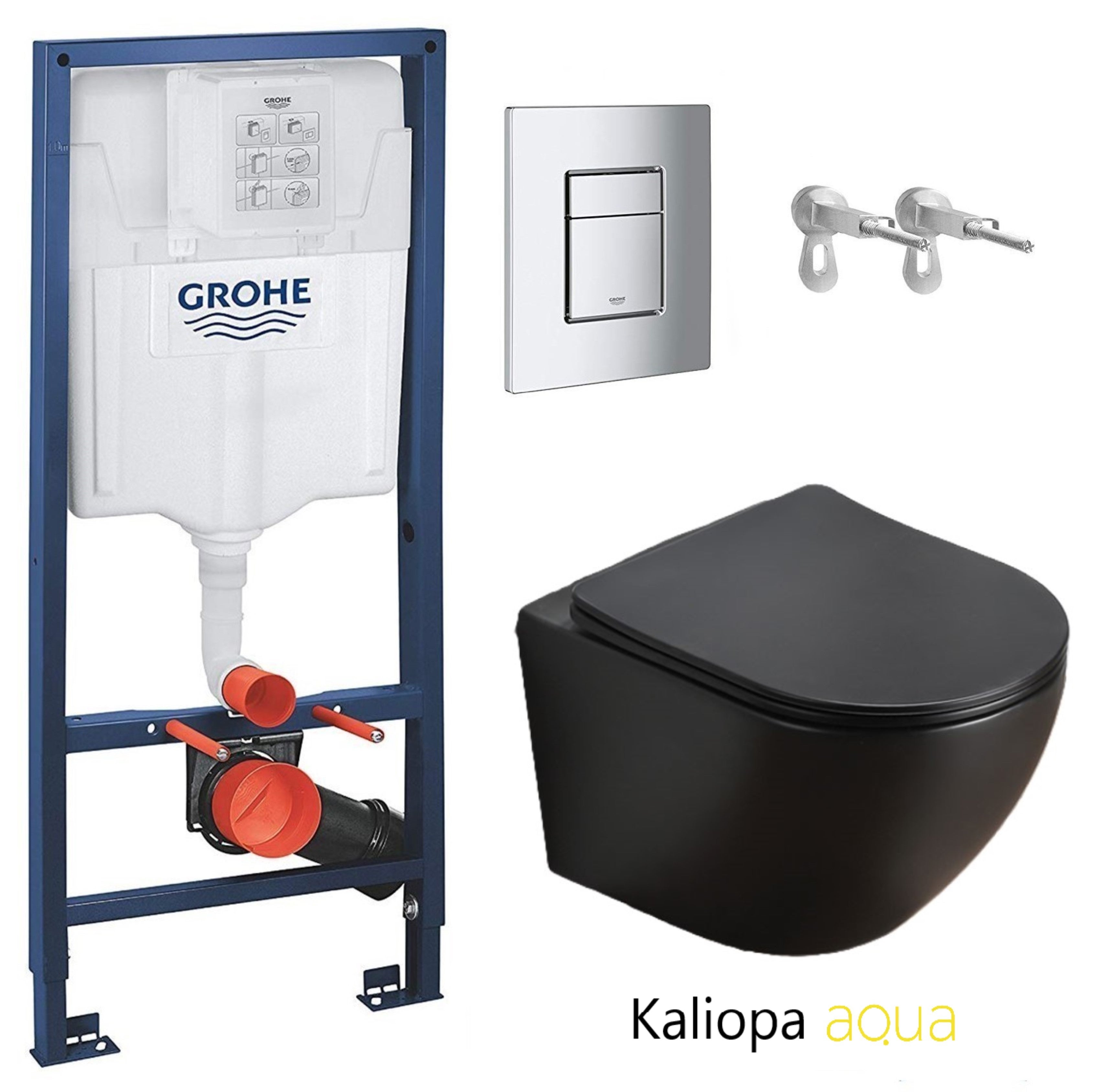 BÂTI SUPPORT GROHE PACK RÉSERVOIR ENCASTRABLE ET PLAQUE CHROME AVEC WC ...