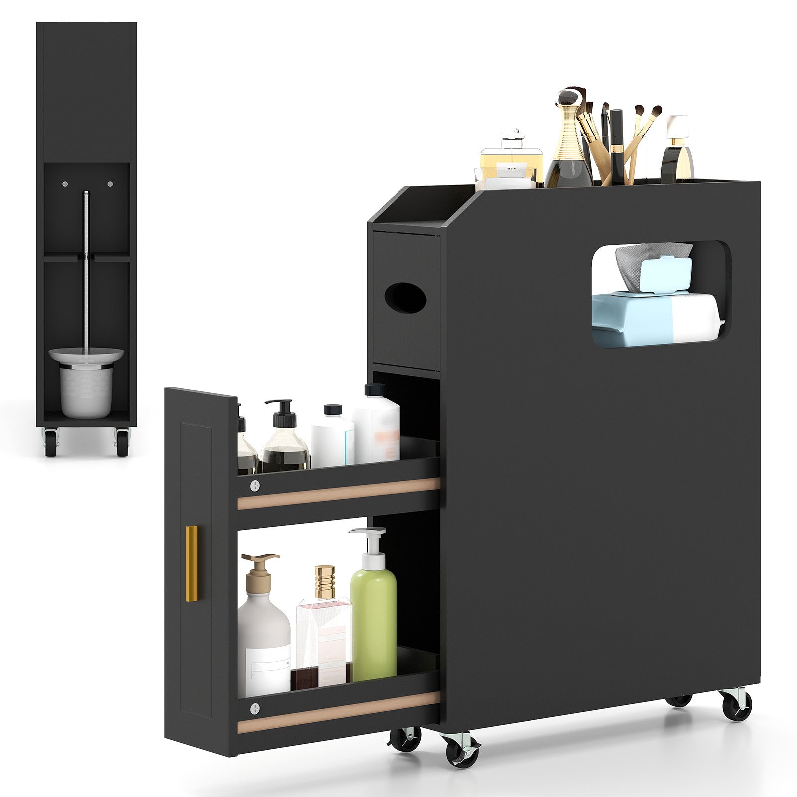Petit Meuble de Salle de Bain, Meuble de Rangement sur Roulette, Tiroir ...