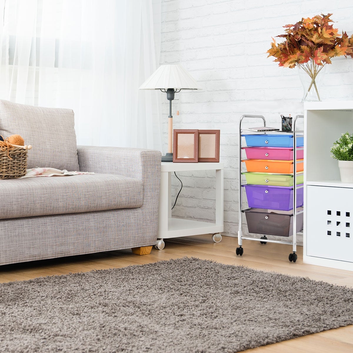 Chariot Rangement Roulant 6 Tiroirs Amovibles Desserte Bureau Classeur ...