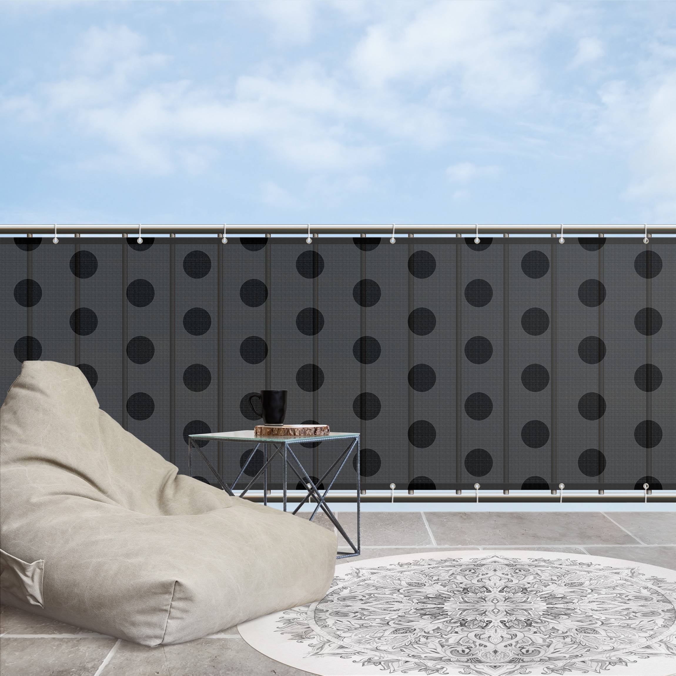 Brise-vue pour balcon - Pois en noir profond 700 x 75 cm | Leroy Merlin