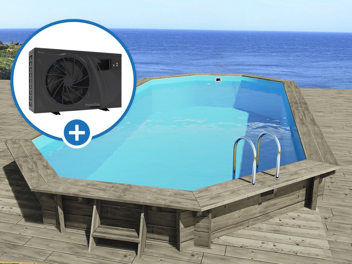 Piscine hors sol bois, Sevilla 145, 8.57 x 4.57 x 1.45 m + Pompe à ...