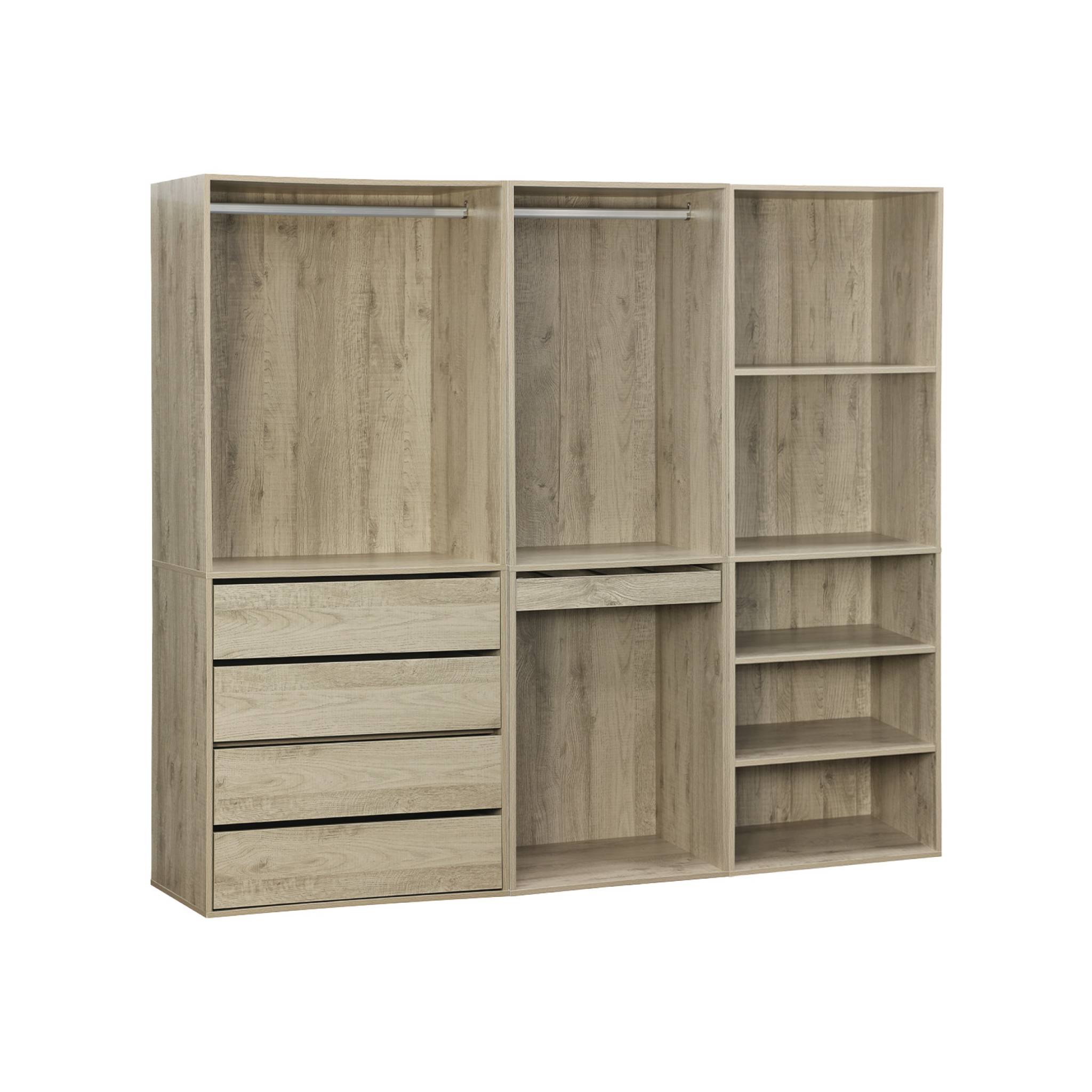 Kit dressing modulable avec 3 éléments. étagères. tiroirs. penderie ...