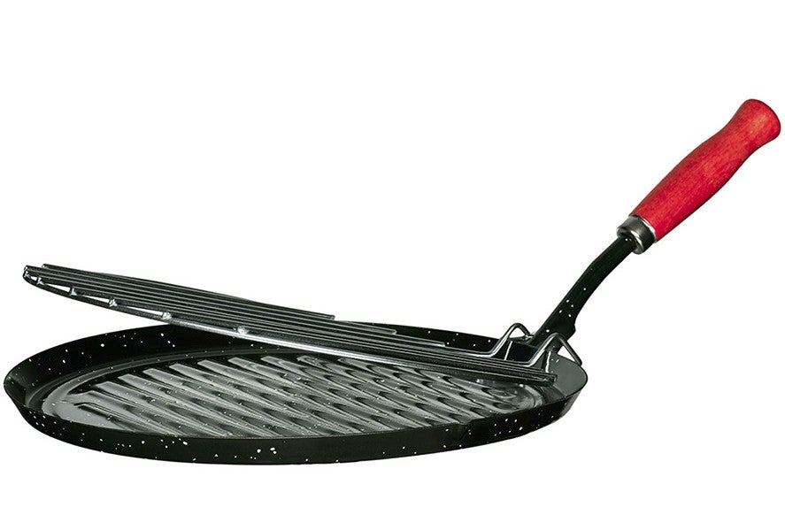ASADOR CON PARRILLA 26 CM MANGO ROJO | Leroy Merlin