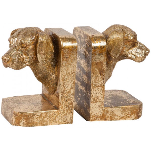 Paire de serrelivres chien dessiné en résine or vieilli L12xPR11xH16 cm cq. | Leroy Merlin