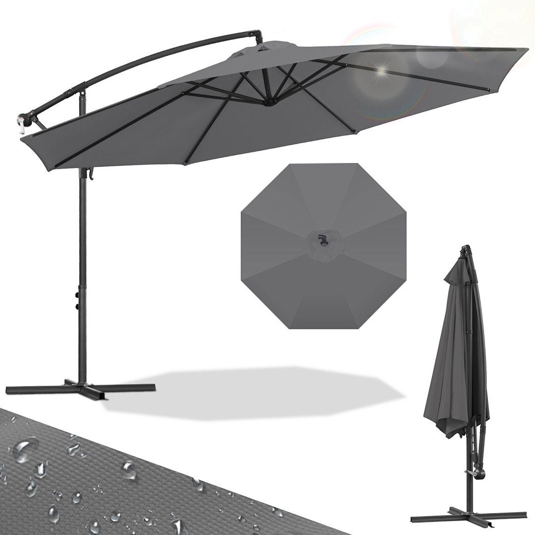 Parasol grand format 3,5 m avec manivelle, toile résistante aux ...
