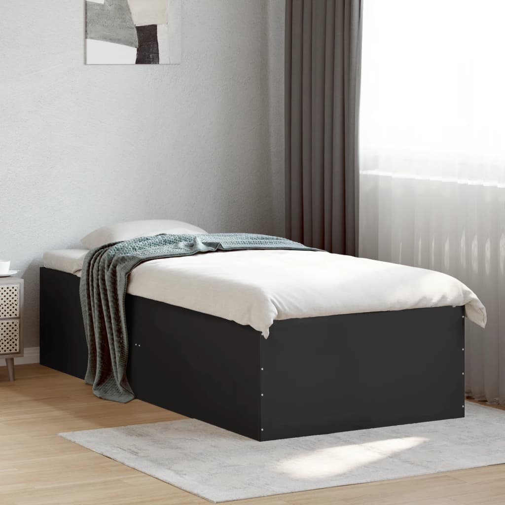 Estructura de cama negra de madera contrachapada 100x200 cm | Leroy Merlin