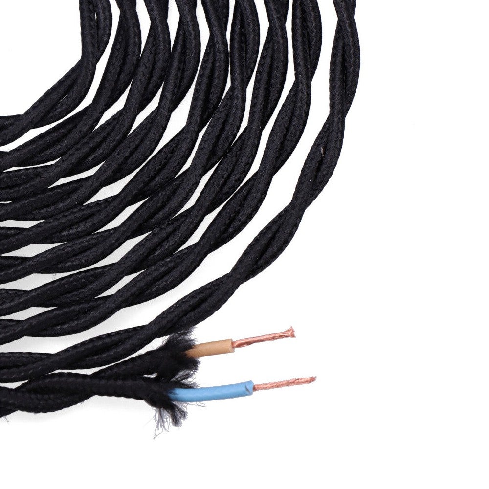 Câble textile torsadé 2x0,75mm c41 soie noir 5m | Leroy Merlin
