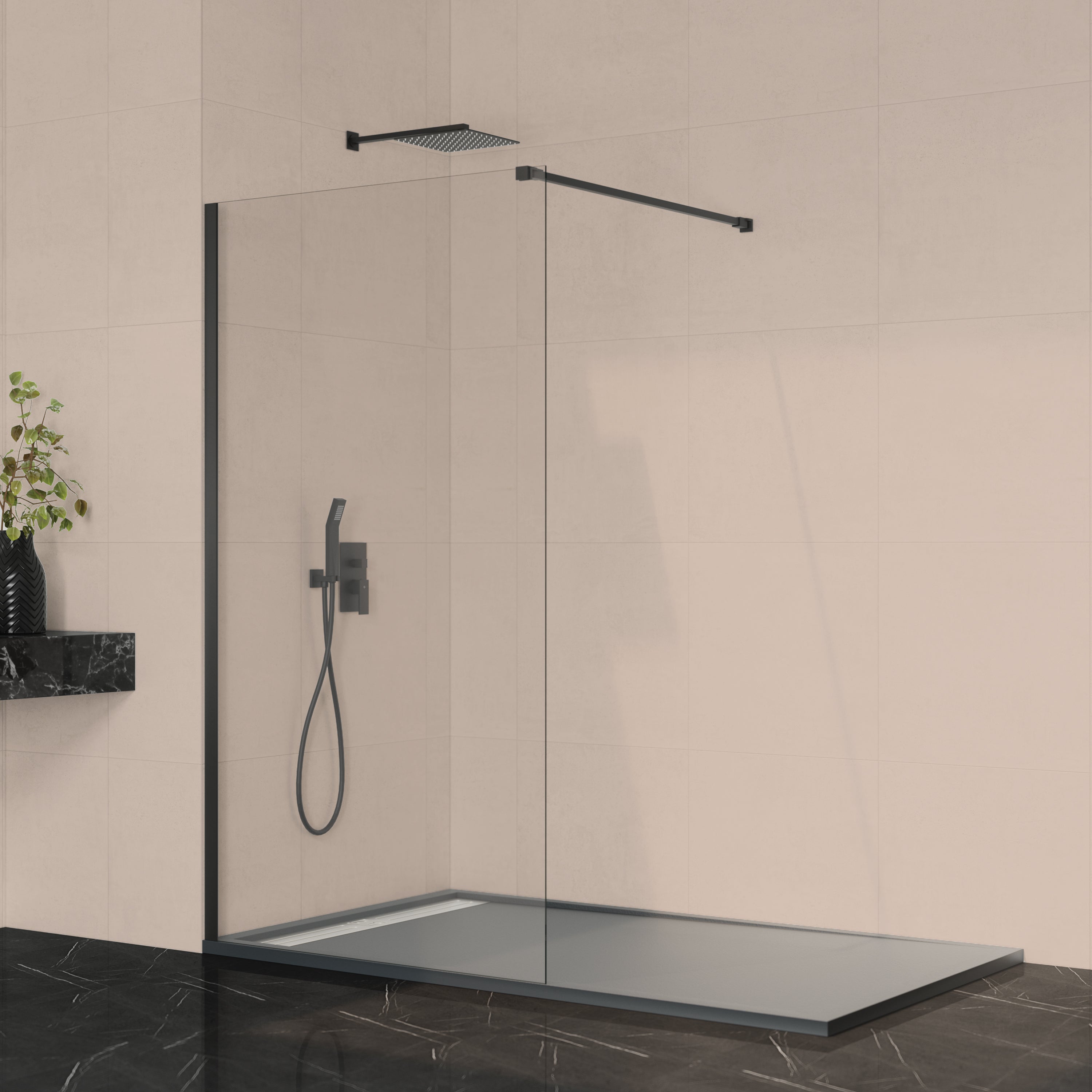 Paroi fixe Clear 88 cm noir | Leroy Merlin